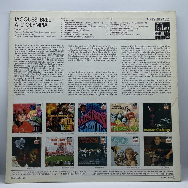 Jacques Brel - Jacques Brel A L'Olympia - 858 015 FPY - Vinyl LP
